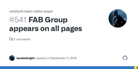FAB Group Appears On All Pages Issue Callstack React Native Paper GitHub