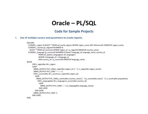Pl Sql Code For Sample Projects Ppt