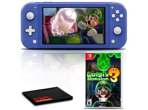 Nintendo Switch Lite Blue Gaming Console Bundle With Luigis Mansion