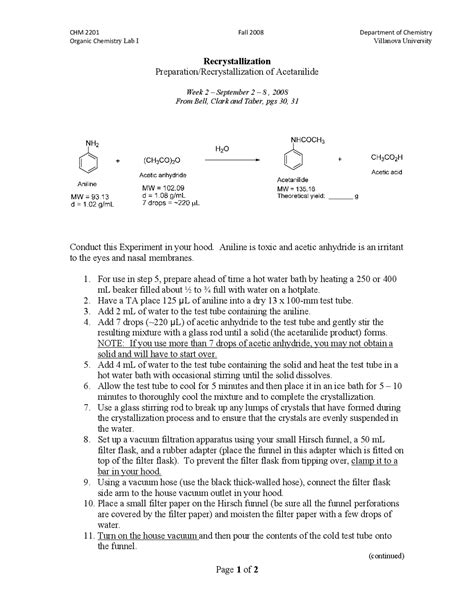 Lab Report Recrystallization Of Acetanilide At Paige Brown Blog