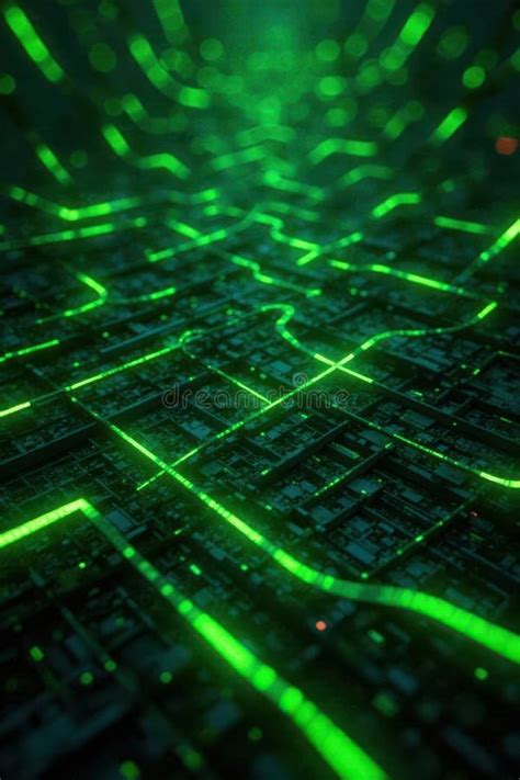 Intricate Neon Green Lines Forming Complex Geometric Patterns Light Color Stock Illustration