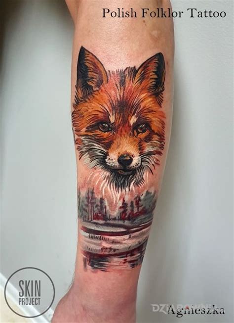 Tatuaż lis Autor Polish Folklor Tattoo dziarownia pl