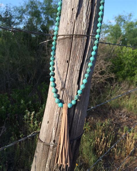 Turquoise Tassel Necklace 16 Beaded Necklace
