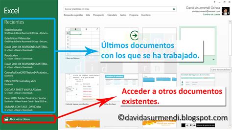 La Pantalla De Inicio De Excel 2013
