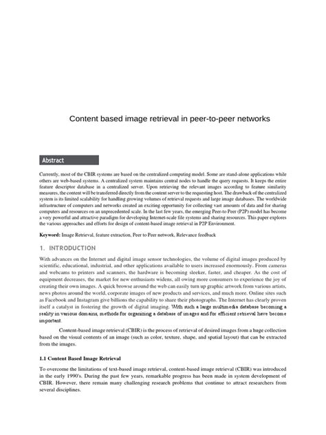 Content Based Image Retrieval In Peer To Peer Networks Pdf Peer To