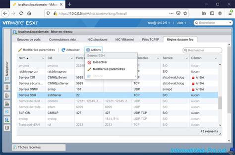 Gérer les services et les règles du pare feu de VMware ESXi 6 7