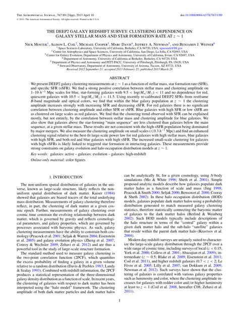 Pdf The Deep2 Galaxy Redshift Survey Clustering Dependence On Galaxy