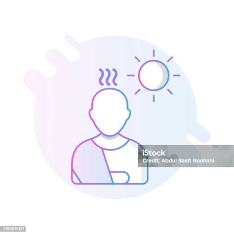 열사병 아이콘 열선과 태양이 있는 사람 과열 피로 및 태양 노출을 나타냅니다 0명에 대한 스톡 벡터 아트 및 기타 이미지 Istock