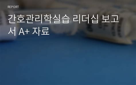 간호관리학실습 리더십 보고서 A 자료 레포트