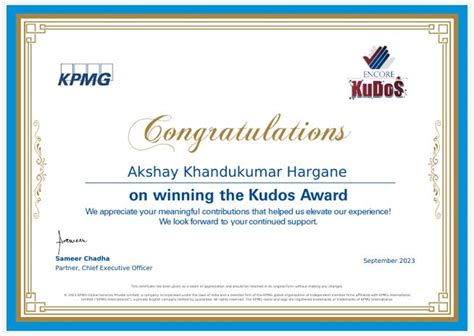 Akshay Hargane On Linkedin Kpmg Grateful Excellence Appreciation Recognition 10 Comments