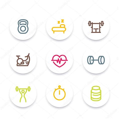 Fitness Line Icons Thick Outline Workout Fitness Symbol Training