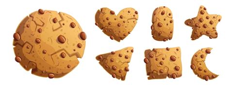 Premium Vector Traditional Chocolate Cookies In Different Forms Round