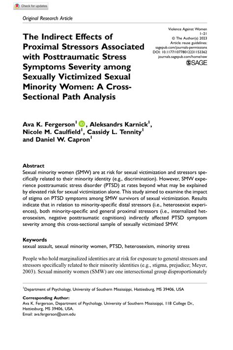 PDF The Indirect Effects Of Proximal Stressors Associated With Posttraumatic Stress Symptoms