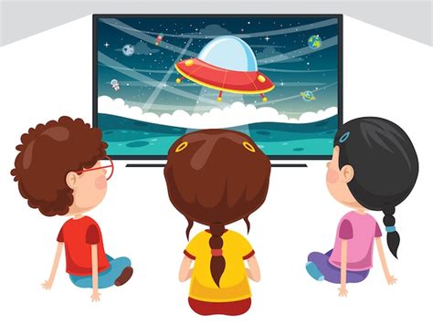 Ilustração Em Vetor De Garoto Assistindo Tv Vetor Premium
