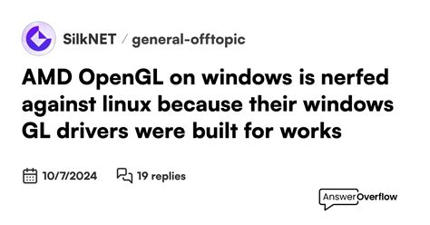 Amd Opengl On Windows Is Nerfed Against Linux Because Their Windows Gl
