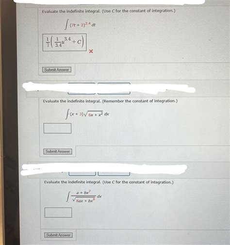 Solved Evaluate The Indefinite Integral Use C For The