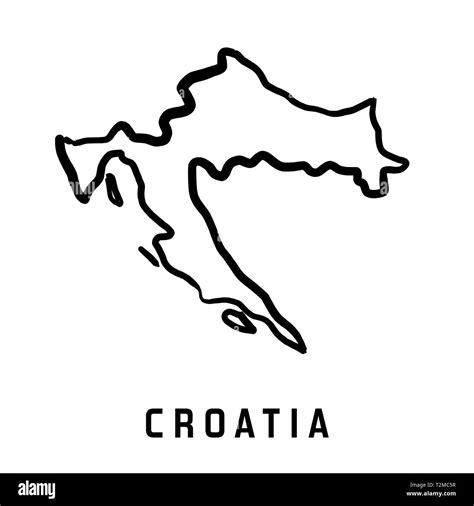 Croatia Map Outline Smooth Country Shape Map Vector Stock Vector