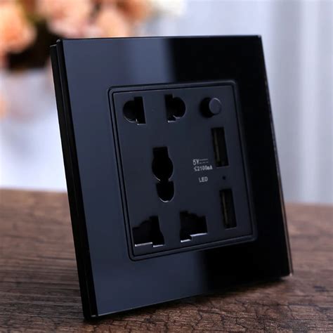 10А 2100ма двойной Usb зарядное устройство настенная розетка Хрустальная упрочненная стеклянная