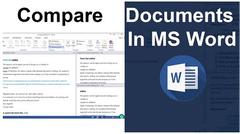 how to compare two versions of a document in ms word youtube