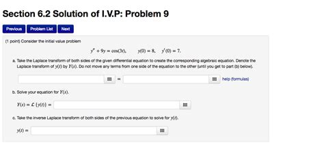 solved section 6 2 solution of i v p problem 9 previous