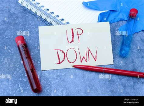 Writing Displaying Text Up Down Business Approach To Look Or To Feel