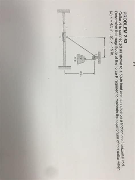 Solved Collar A Is Connected As Shown To A 50 Lb Load And Chegg