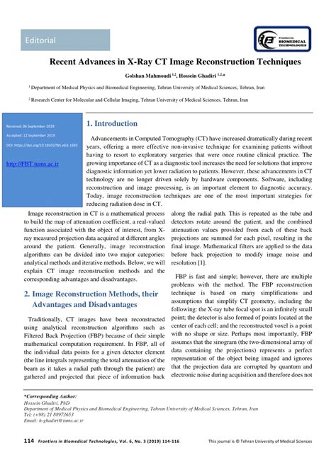 Pdf Recent Advances In X Ray Ct Image Reconstruction Techniques