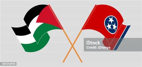 팔레스타인과 테네시 주의 깃발을 건드리고 흔들며 Palestine Liberation Organization에 대한 스톡 벡터