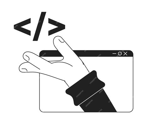 Premium Vector Source Code Of Website Black And White Concept Vector Spot Illustration