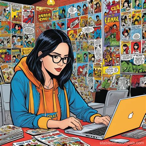 Cewek Cantik Dengan Laptop Stable Diffusion Online