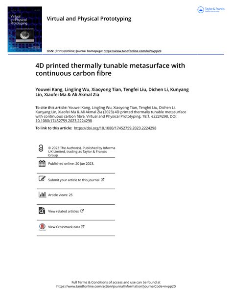 Pdf 4d Printed Thermally Tunable Metasurface With Continuous Carbon Fibre