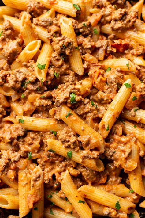 Easy Creamy Ground Beef Pasta • Salt And Lavender