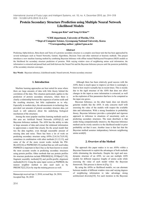 Pdf Protein Secondary Structure Prediction Using Multiple Neural Network Likelihood Models