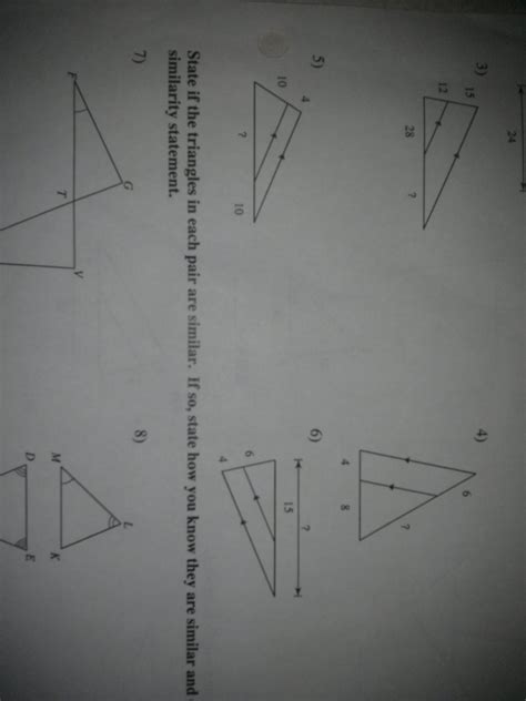 Solved State If The Triangles In Each Pair Are Similar If