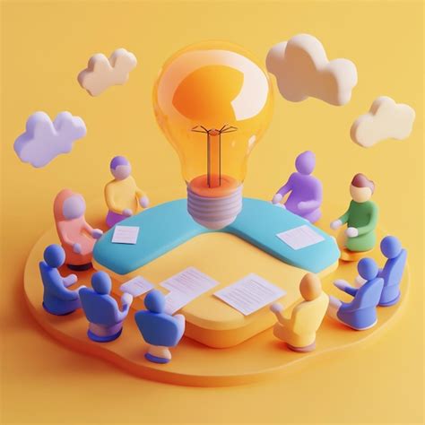 3d Brainstorming Icon Collaborative Idea Generation Logo Illustration Premium Ai Generated Image