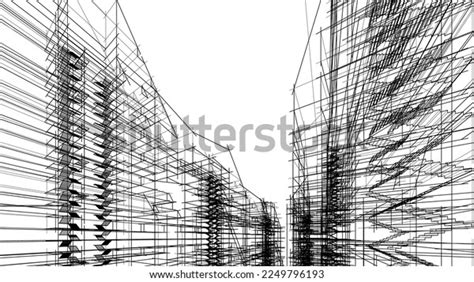 Linear Architectural Drawing Vector Illustration Stock Vector Royalty