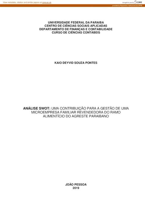 PDF ANÁLISE SWOT UMA CONTRIBUIÇÃO PARA A GESTÃO DE UMA 2020 6