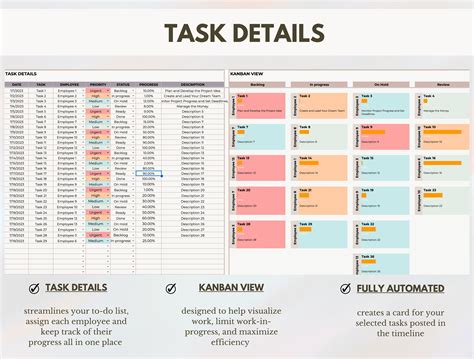 Kanban Board Excel Spreadsheet Task Priority Tracker Employee Etsy
