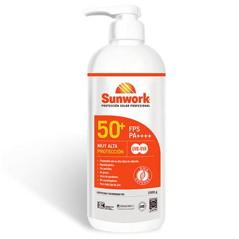 Bloqueador Solar Sunwork Fps 50 Botella 1 Litro— Rac Seguridad Industrial