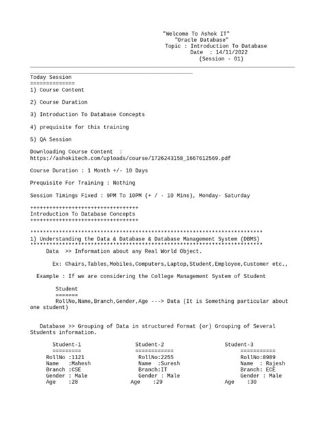 Day 1introductiontodatabase Download Free Pdf Databases