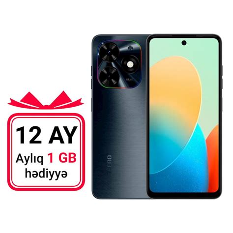 Smartfon Tecno Spark Go 2024 4gb 128gb Gravity Black Bg6 12 Ay Aylıq 1 Gb Hədiyyə Qiymeti
