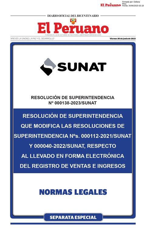 Publican Resolución de Superintendencia que modifica las Resoluciones