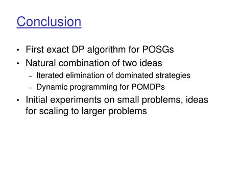 Ppt Dynamic Programming For Partially Observable Stochastic Games