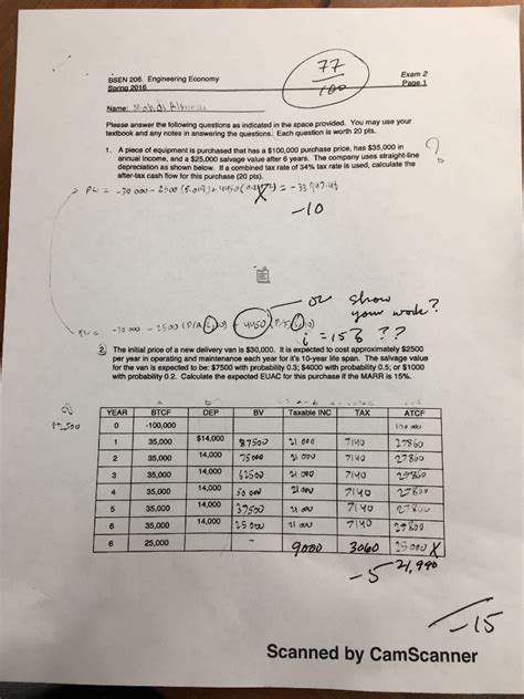 Solved Exam Page Bsen Engineering Economy Name Naha Chegg