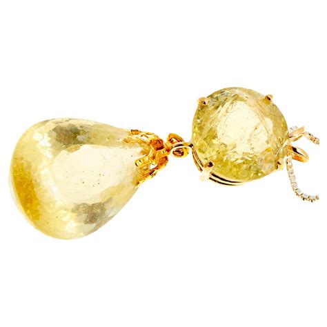 Ajd Translucent Sparkling 328 Cts Yellow Beryl Swinging Gold Pendant