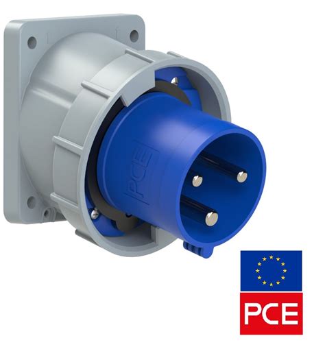 Вилка вбудована PCE 733-6 IP67 2P+PE 63A 230V POWER TWIST (похила ...
