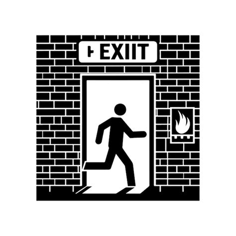 Emergency Exit Silhouette Sign Vector Illustration Premium Ai