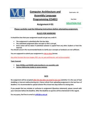 Fall 2019 Cs401 1 Sol PDF