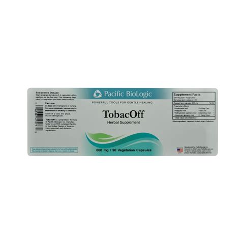 40277 Tobacoff Label Pacific Biologic