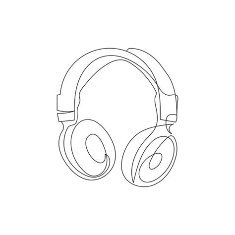 Desenho Contínuo De Uma Linha Do Contorno Do Fone De Ouvido Ilustração